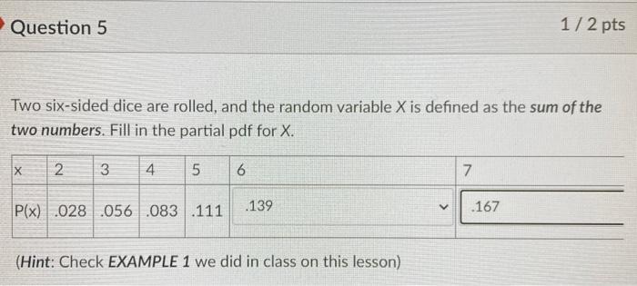 Solved Two six-sided dice are rolled, and the random | Chegg.com