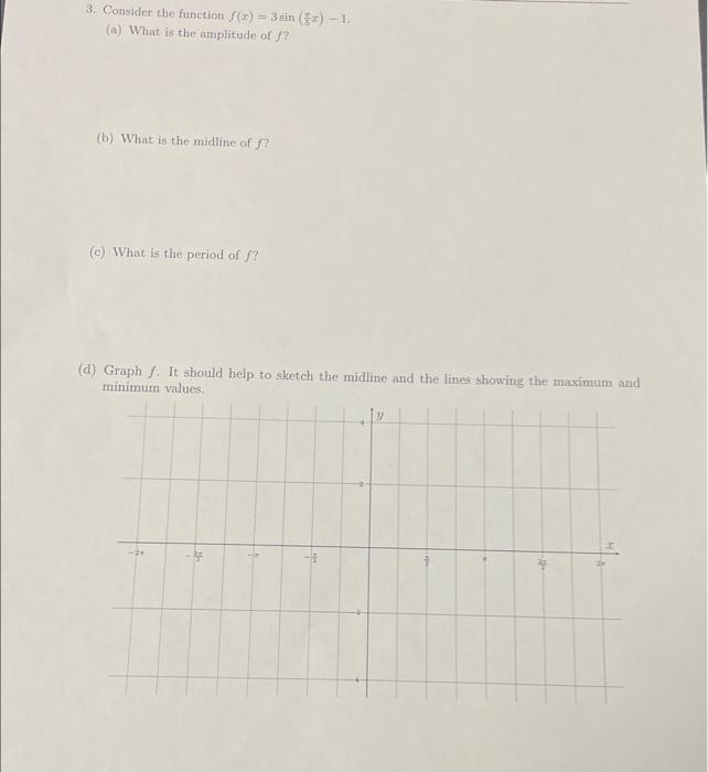 Solved 3 Consider The Function F X 3sin 5πx −1 A What
