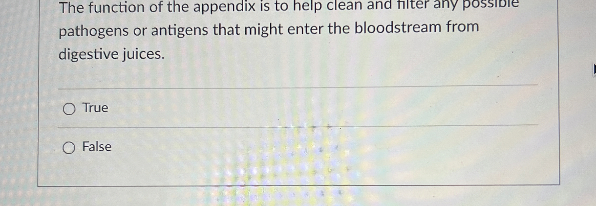 Solved The function of the appendix is to help clean and | Chegg.com