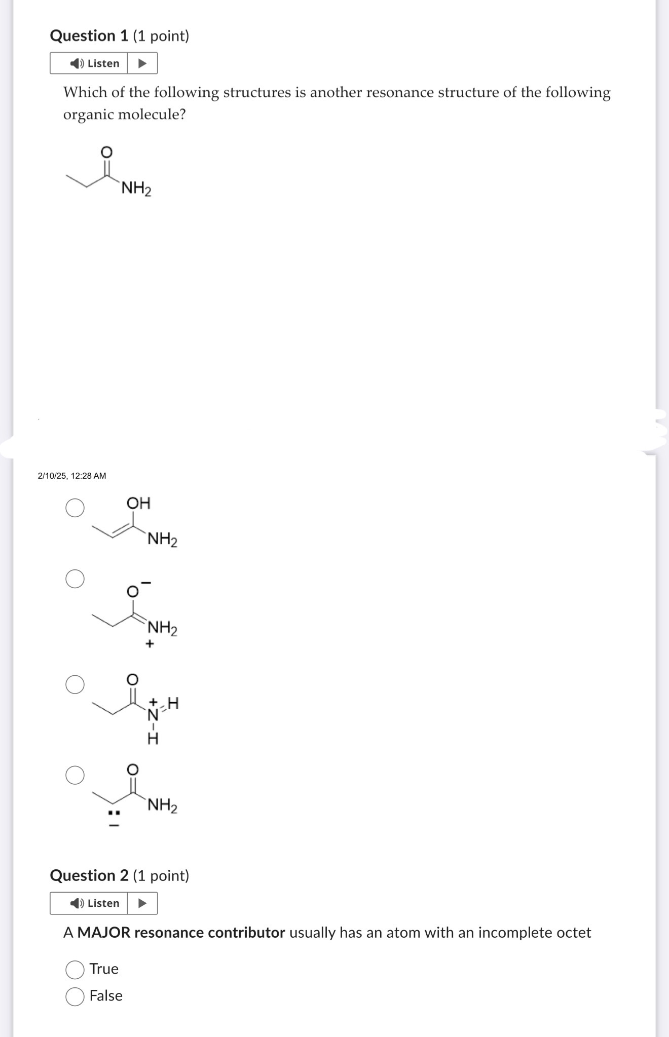 Question 1 ﻿Which of the following structures is | Chegg.com