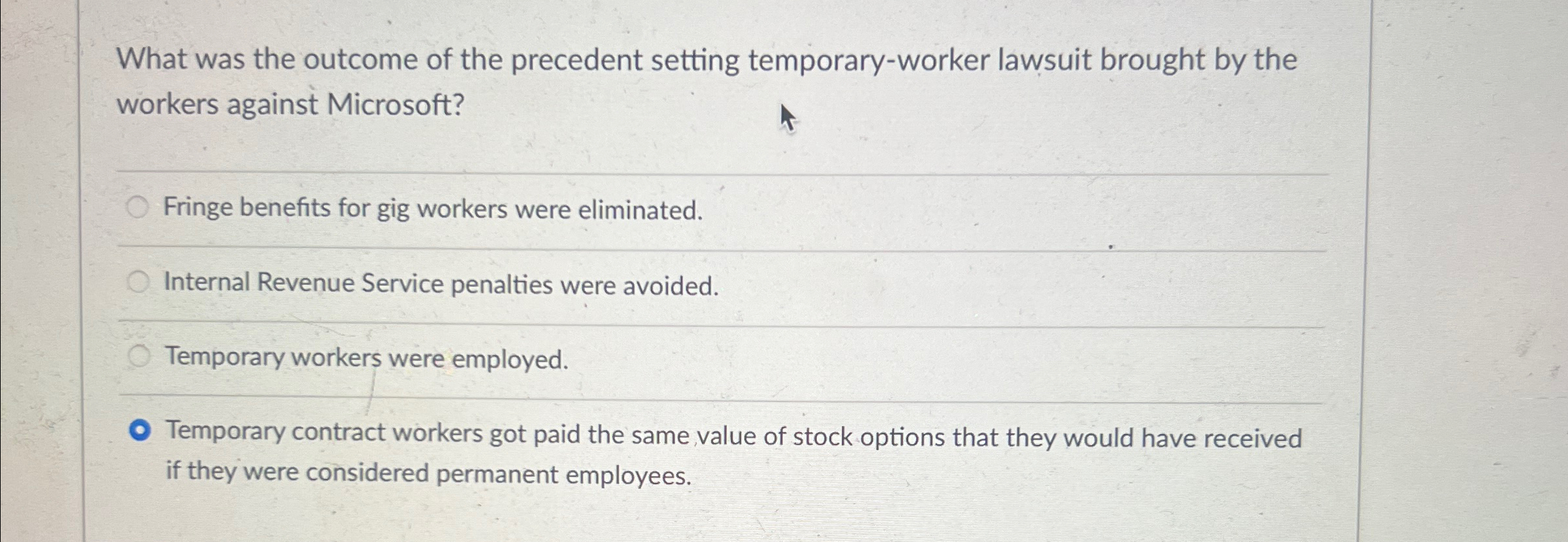 Solved What was the outcome of the precedent setting | Chegg.com