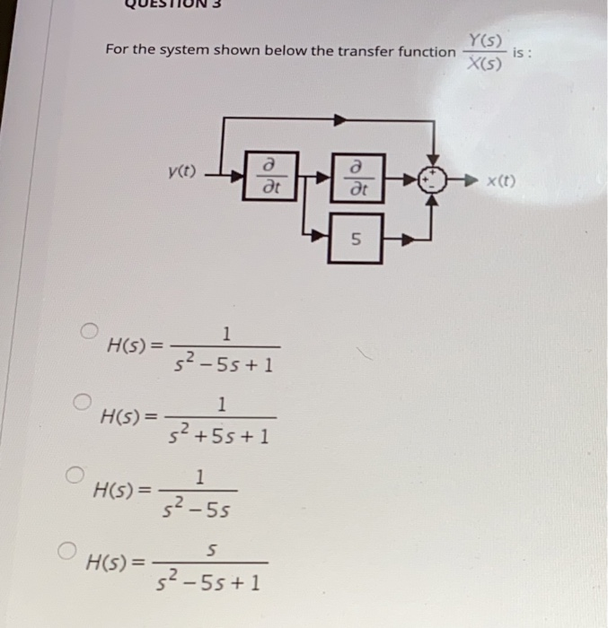Solved For the system shown below the transfer function Y(s) | Chegg.com