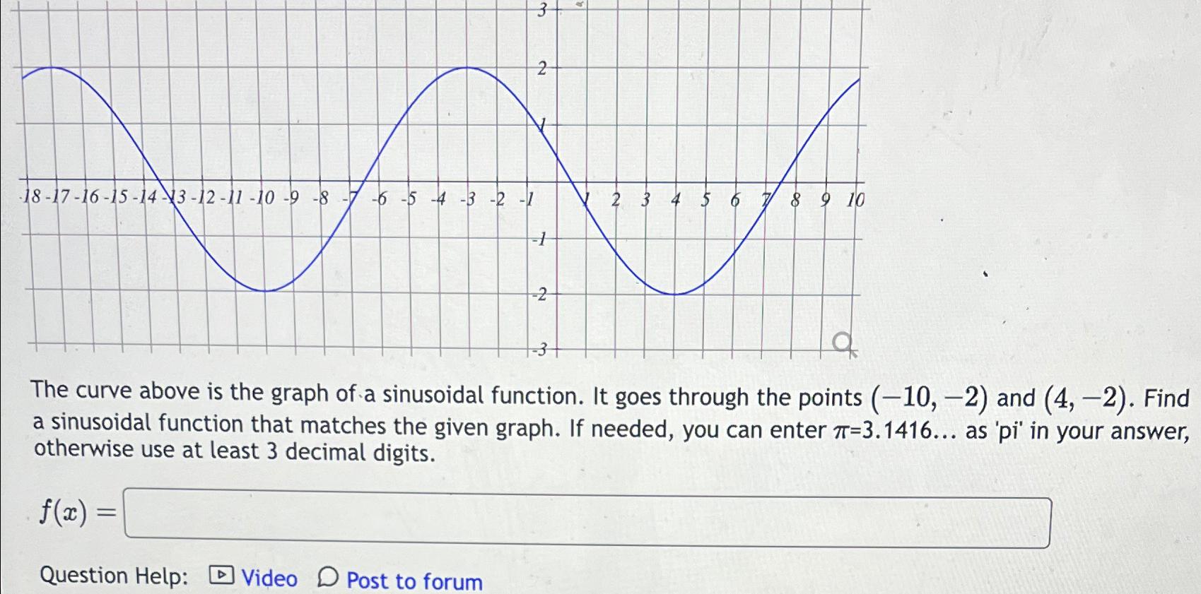 Solved The curve above is the graph of a sinusoidal | Chegg.com