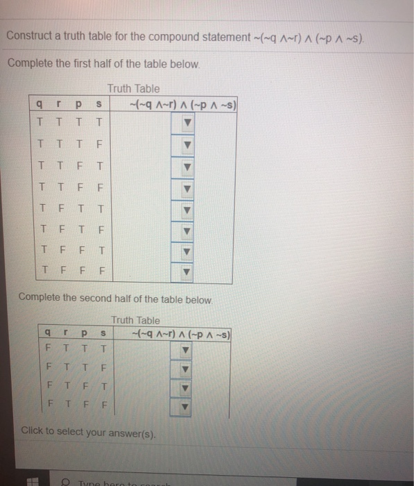 Solved Construct a truth table for the compound statement | Chegg.com
