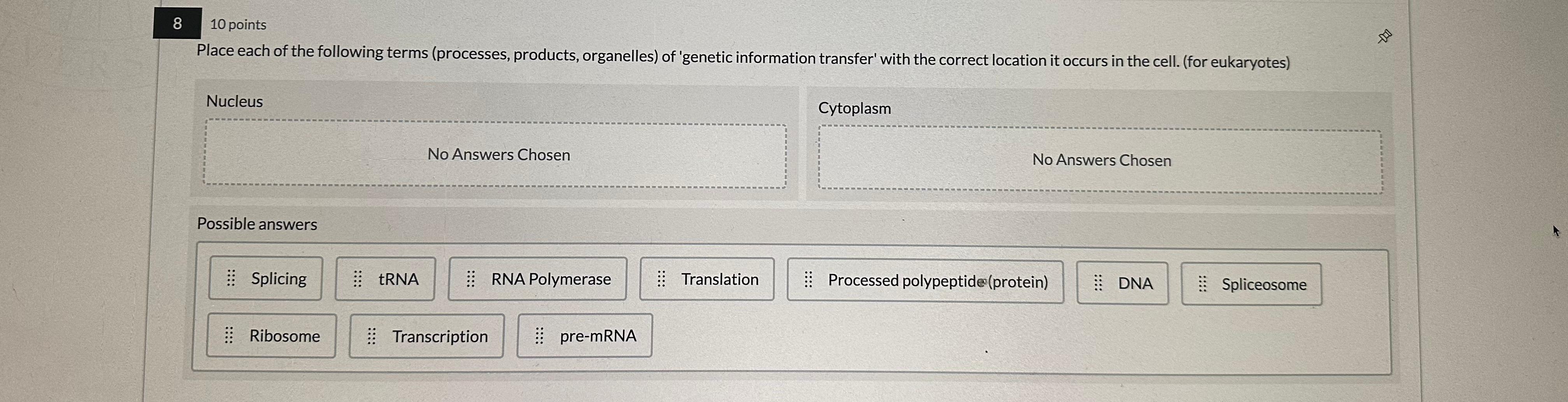 Solved Place each of the following terms (processes, | Chegg.com