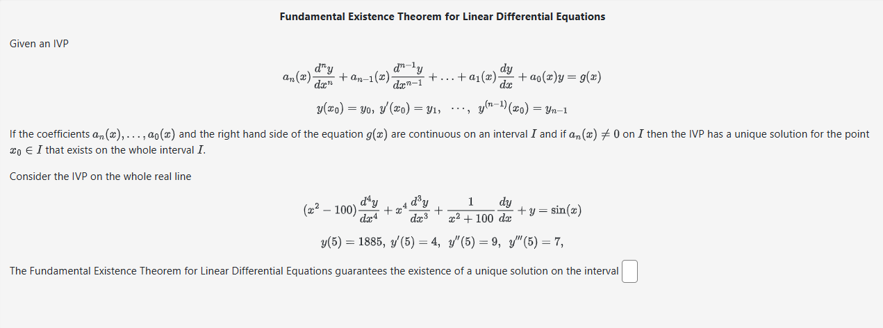 Solved Fundamental Existence Theorem for Linear Differential | Chegg.com