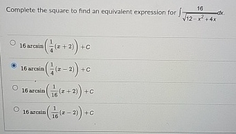 Solved Complete the square to find an equivalent expression | Chegg.com