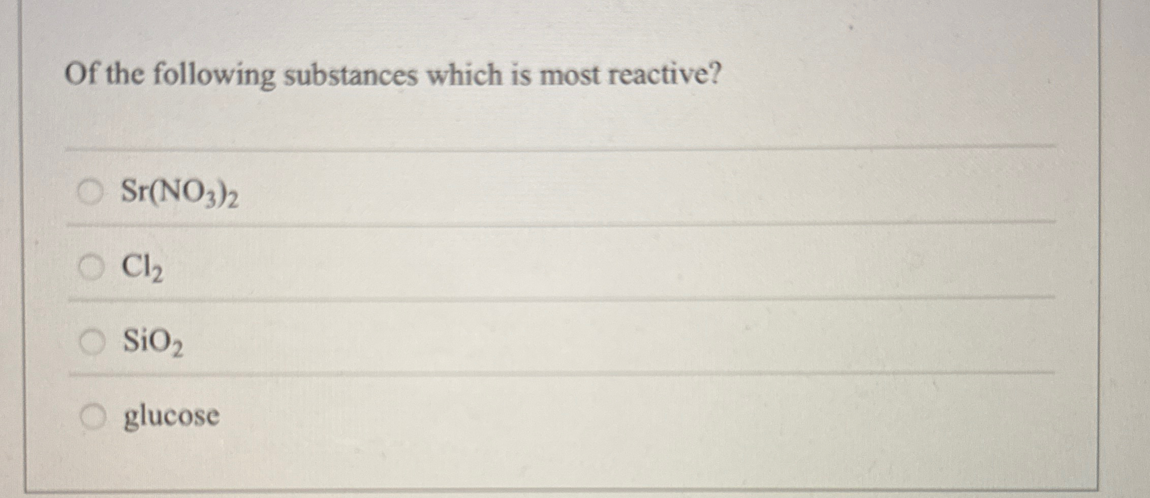 Solved Of the following substances which is most | Chegg.com