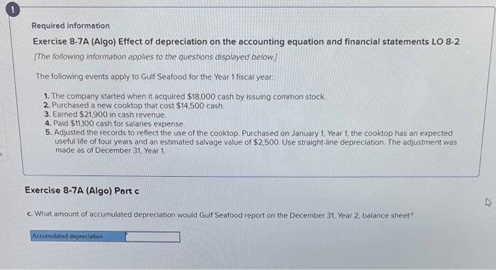 Solved Required information Exercise 8-7A (Algo) Effect of | Chegg.com