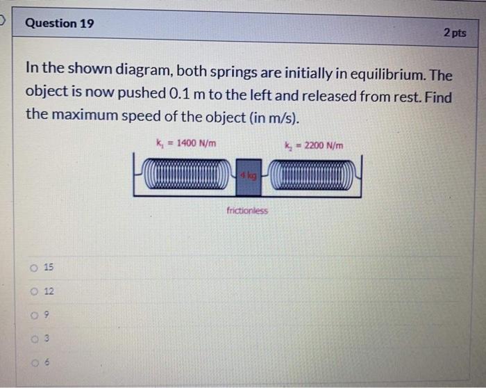 Solved Question 19 2 pts In the shown diagram, both springs | Chegg.com