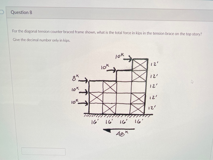 Solved Question 8 For the diagonal tension counter braced | Chegg.com