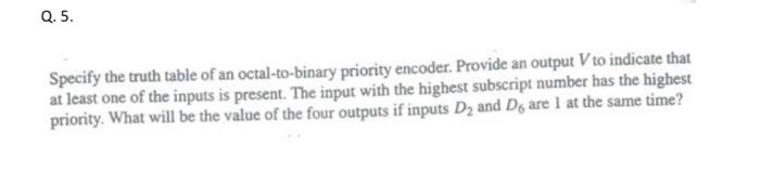 Solved Specify the truth table of an octal-to-binary | Chegg.com