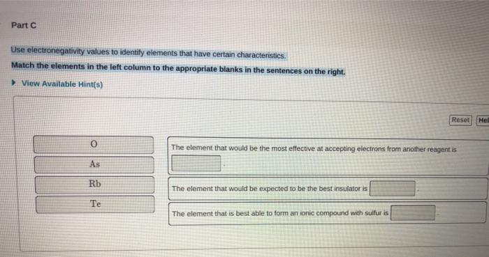 Solved Part Use electronegativity values to identify | Chegg.com
