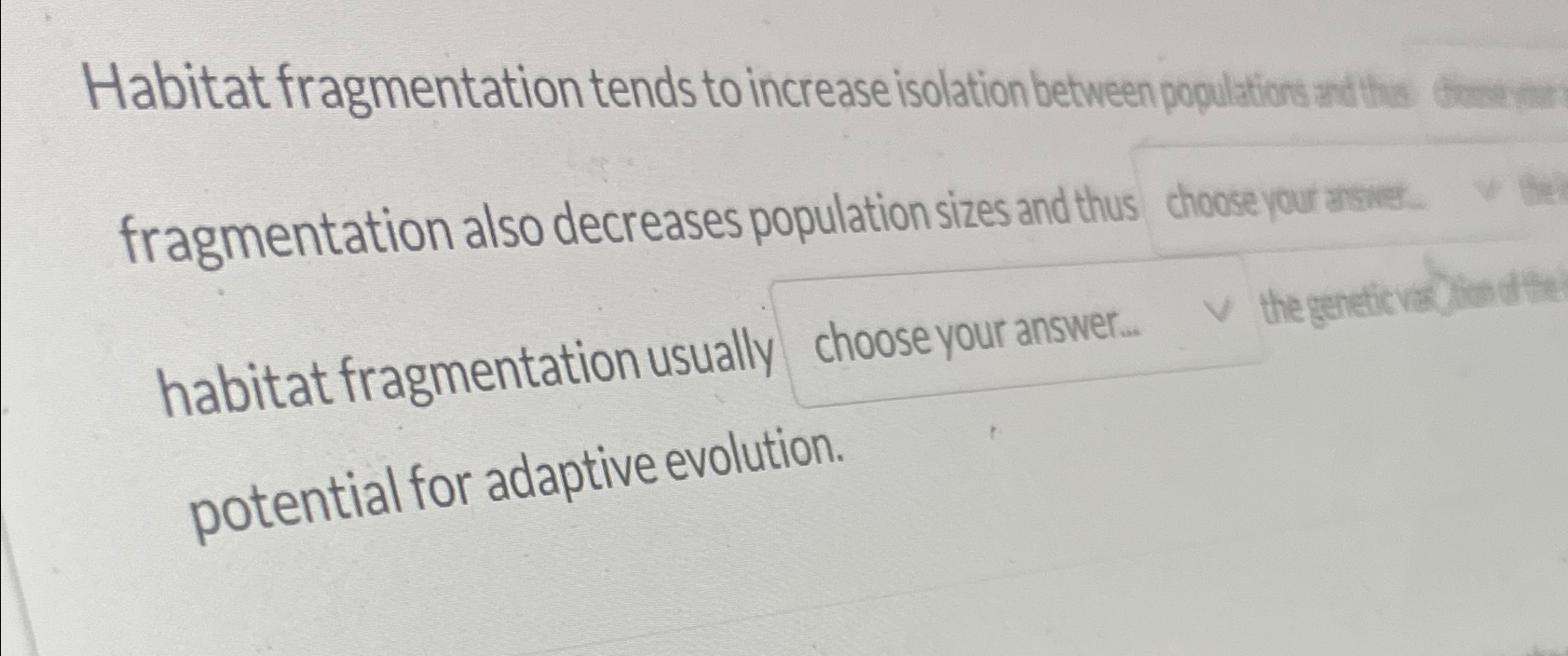 Solved fragmentation also decreases population sizes and | Chegg.com