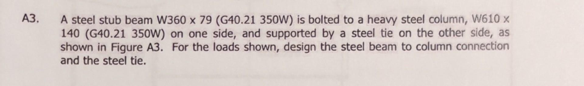 Solved 3. A steel stub beam W360 ×79 (G40.21 350 W) is | Chegg.com