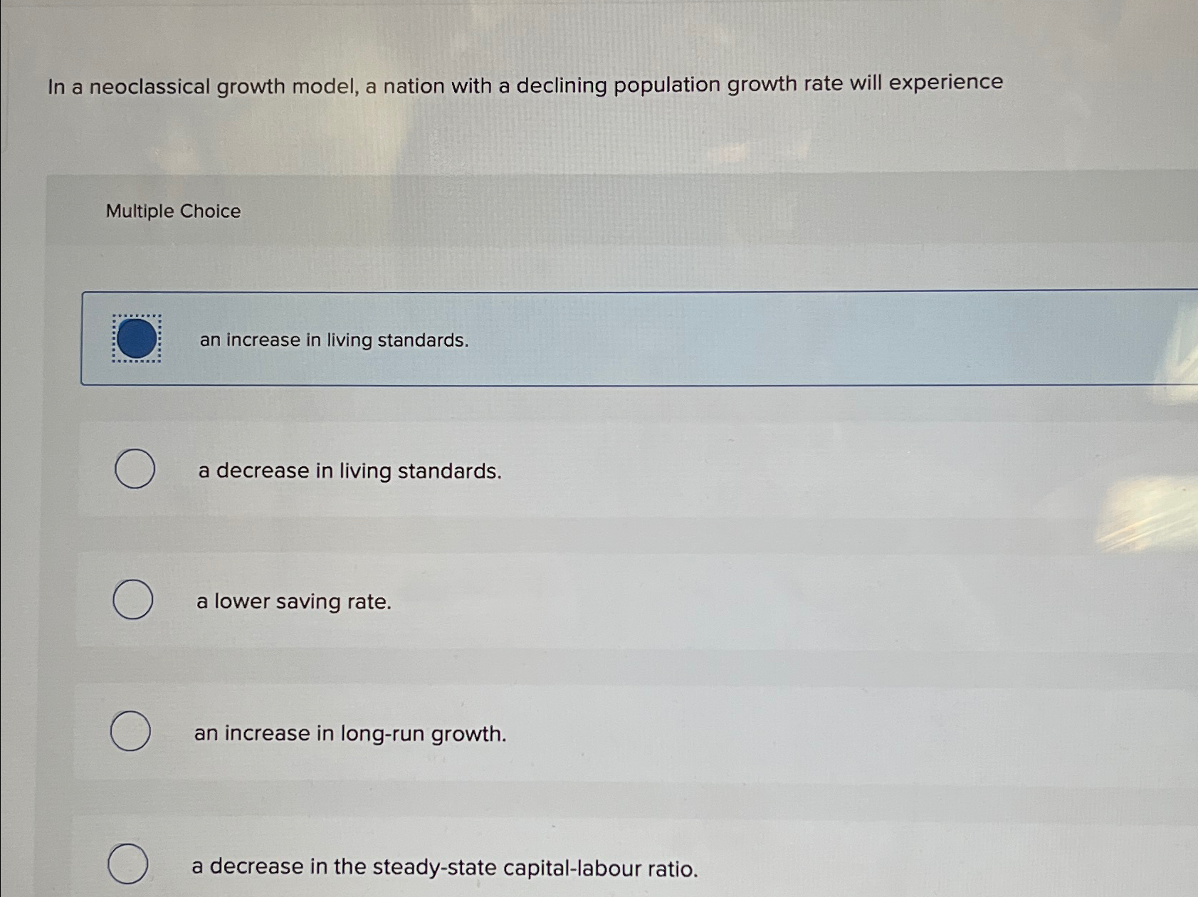 Solved In a neoclassical growth model, a nation with a | Chegg.com