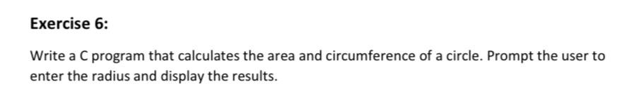 Solved Write a C program that calculates the area and | Chegg.com
