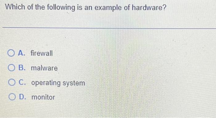Solved Which of the following is an example of hardware? O | Chegg.com