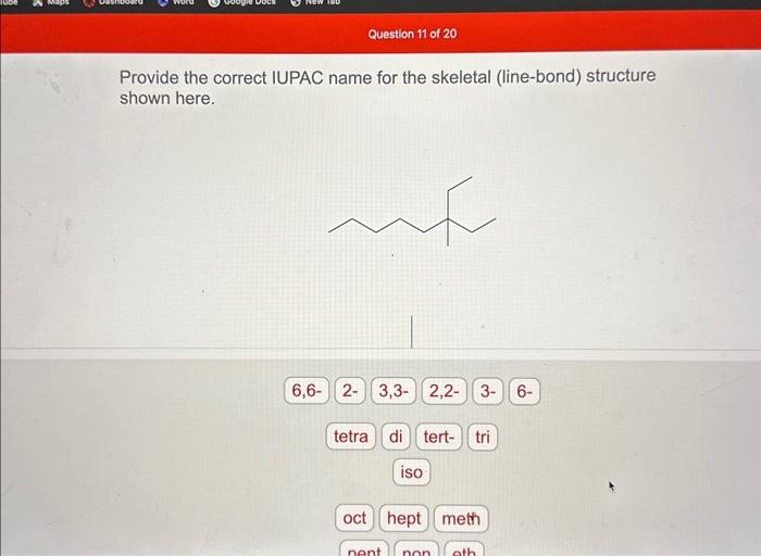 Solved Provide the correct IUPAC name for the skeletal | Chegg.com