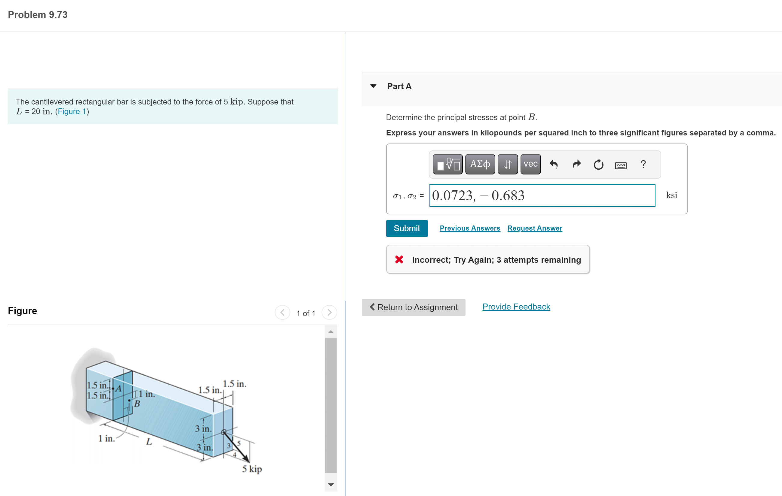 Solved Problem 9.73The cantilevered rectangular bar is | Chegg.com Solved Problem 9.73The cantilevered rectangular bar is | Chegg.com
