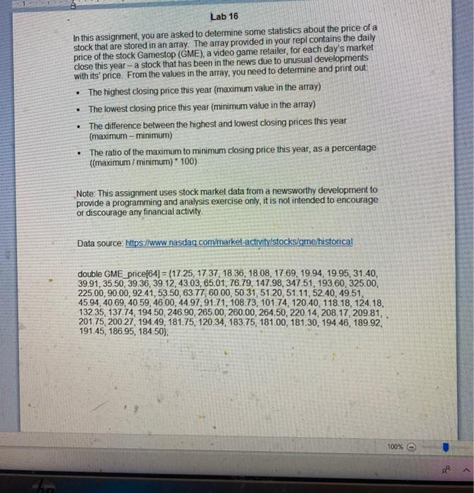 Solved Lab 16 In this assignment, you are asked to determine | Chegg.com