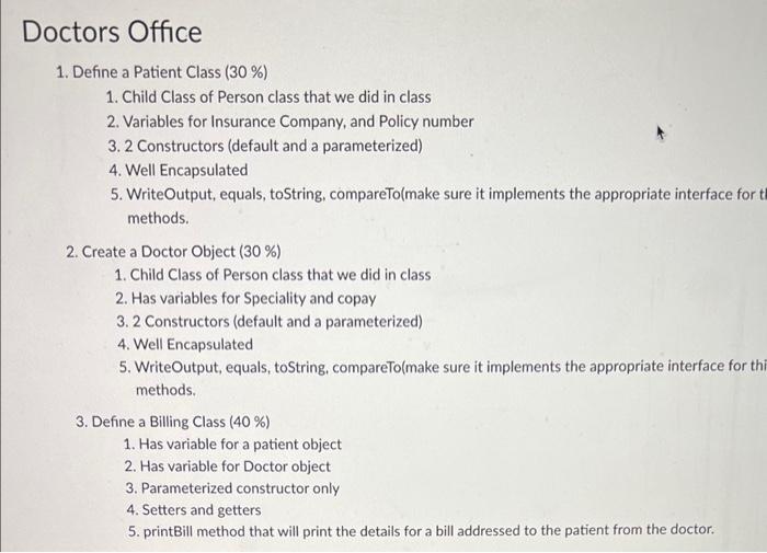 octors Office 1. Define a Patient Class (30%) 1. | Chegg.com