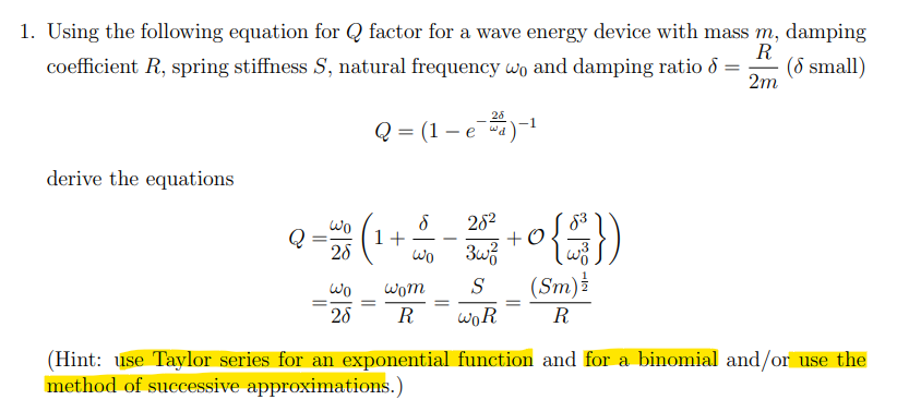 Solved Hint Use Taylor Series For An Exponential Function