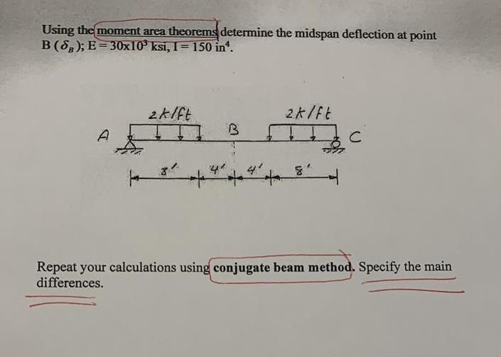 Solved Using the moment area theorems determine the midspan | Chegg.com