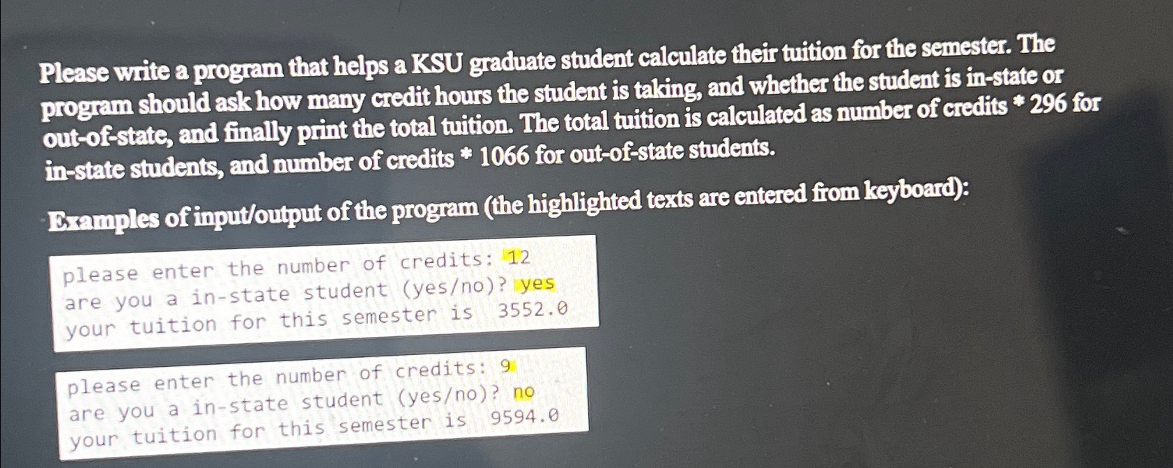 Solved Please write a program In python that helps a KSU | Chegg.com