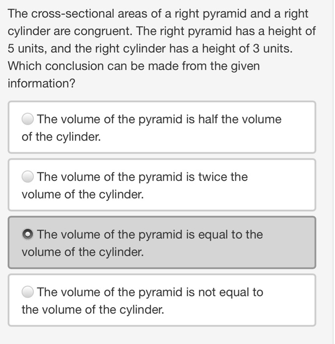 Solved The cross-sectional areas of a right pyramid and a | Chegg.com