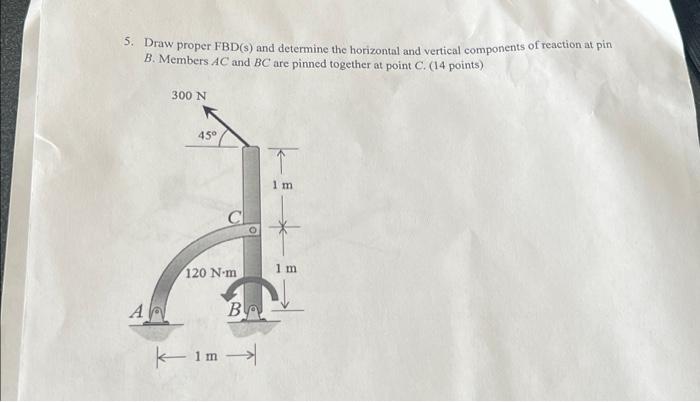 Solved 5. Draw proper FBD(s) and determine the horizontal | Chegg.com