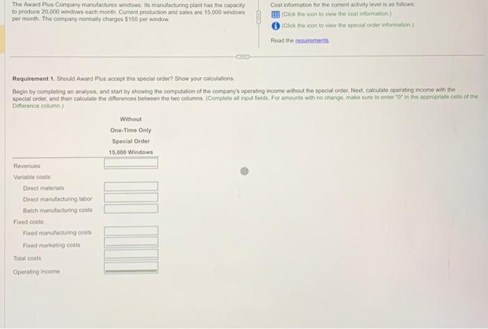 Solved Data tableRequirements 1. Should Award Plus accept | Chegg.com