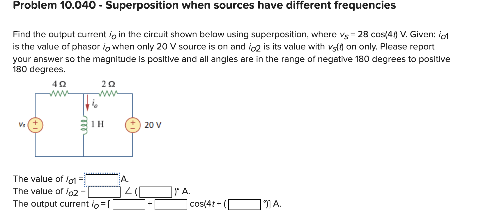 Problem 10.040 - ﻿Superposition when sources have | Chegg.com