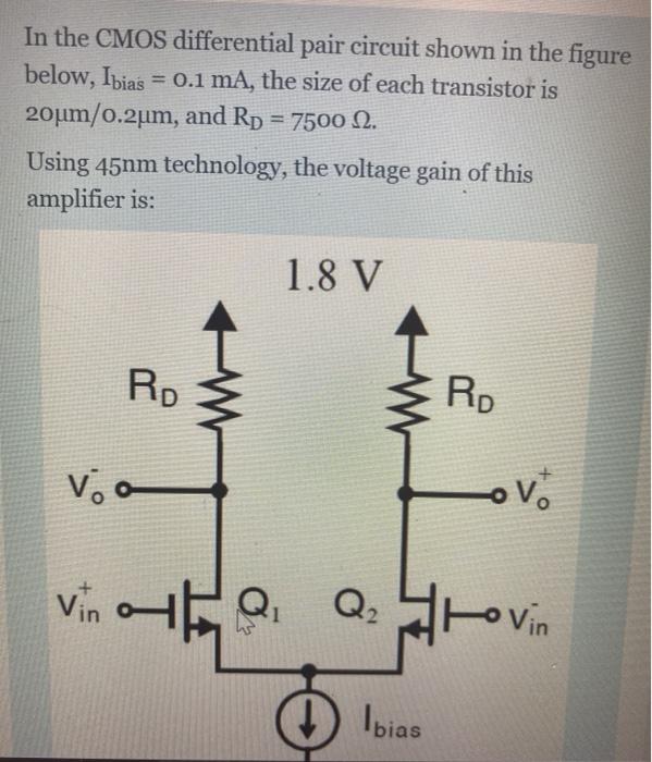Solved In the CMOS differential pair circuit shown in the | Chegg.com