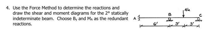 Solved 4. Use the Force Method to determine the reactions | Chegg.com