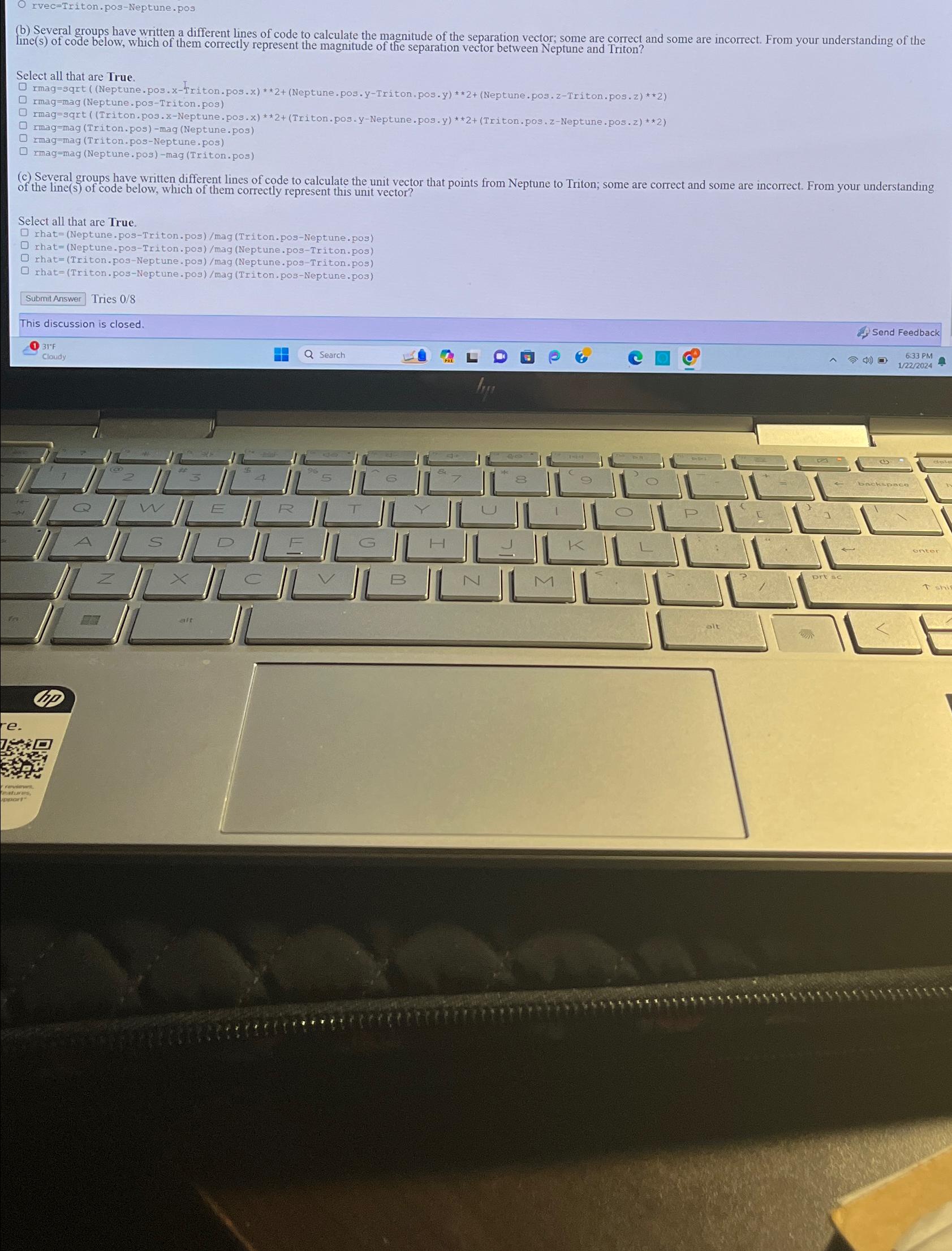 Solved rvec=Triton.pos-Neptune.pos(b) ﻿Several groups have | Chegg.com