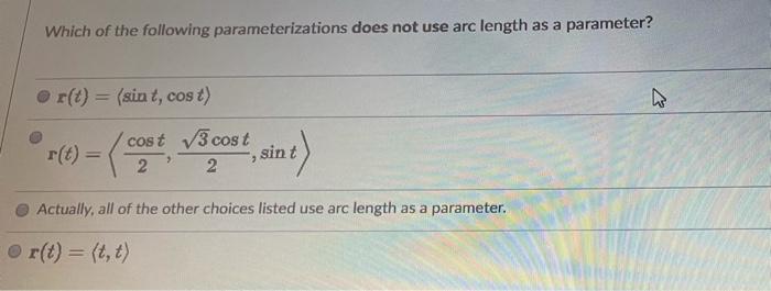 Solved Which of the following parameterizations does not use | Chegg.com