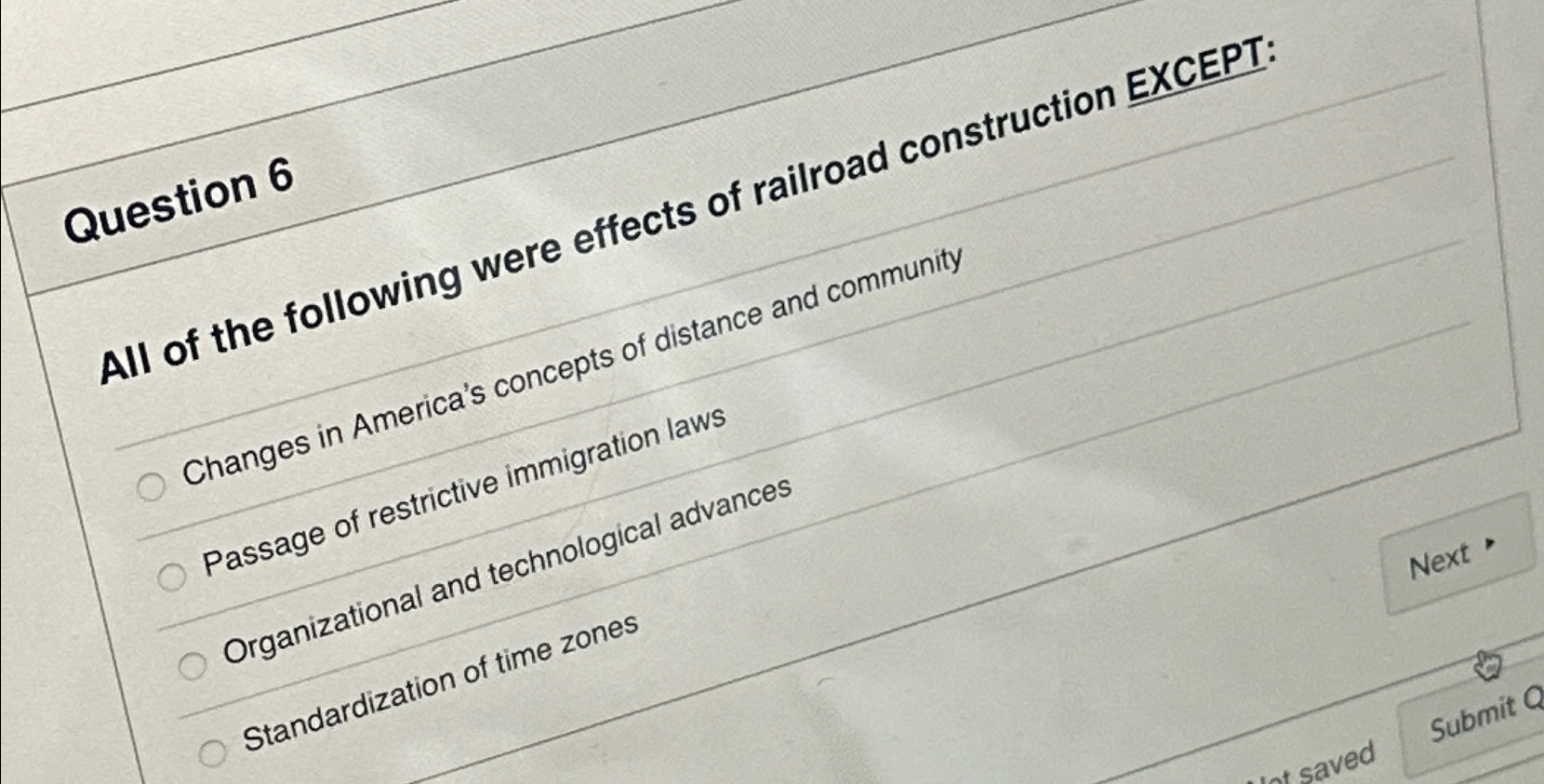 Solved Question 6All of the following were effects of | Chegg.com