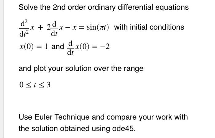 Solved Solve the 2nd order ordinary differential equations | Chegg.com