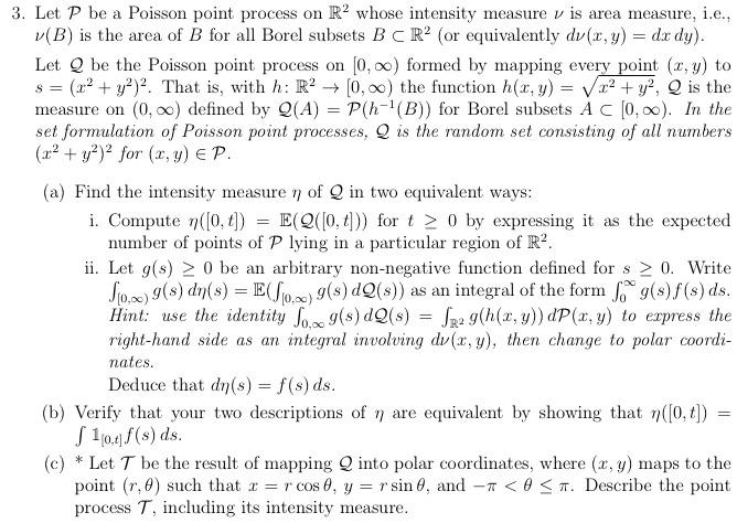 3. Let P be a Poisson point process on R2 whose | Chegg.com