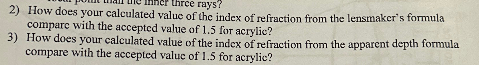 Solved How does your calculated value of the index of | Chegg.com