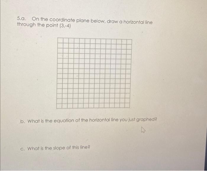 Solved 5.a. On the coordinate plane below, draw a horizontal | Chegg.com