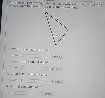 Solved Consider the right triangle shown below where | Chegg.com