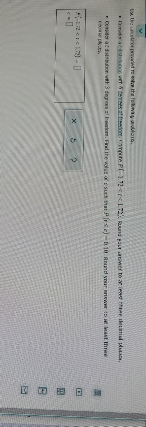 Solved Use the calculator provided to solve the following | Chegg.com
