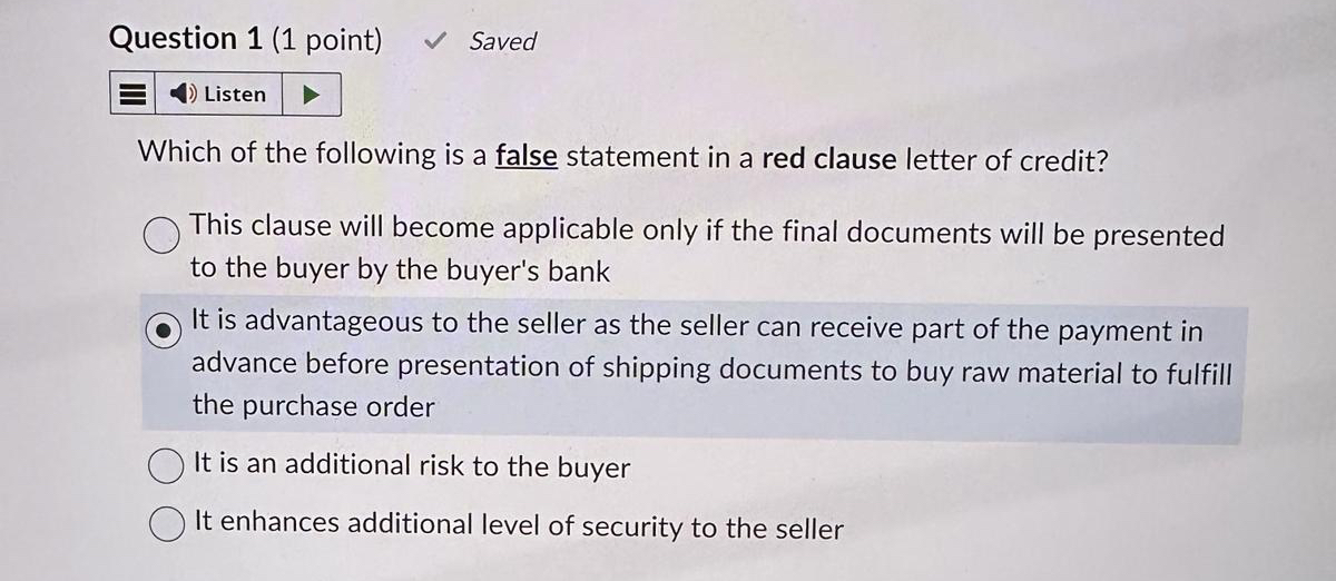 Solved Question 1 (1 ﻿point) ﻿SavedListenWhich of the | Chegg.com
