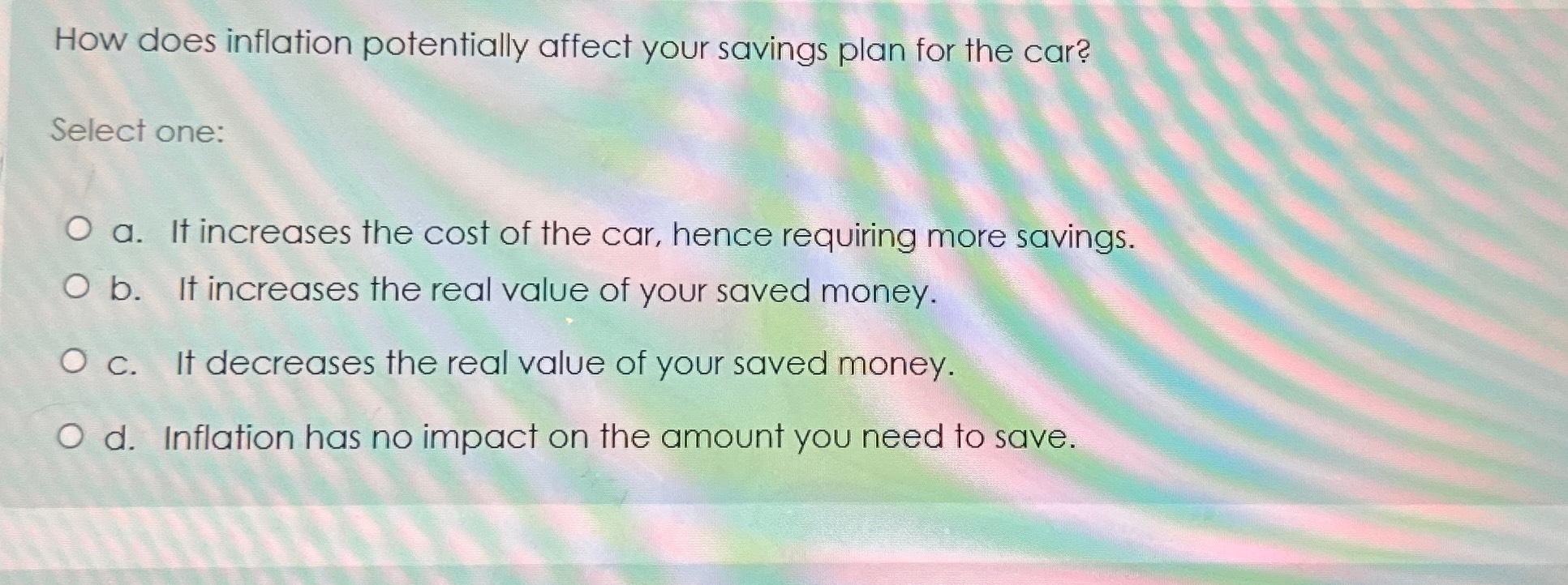 Solved How does inflation potentially affect your savings | Chegg.com