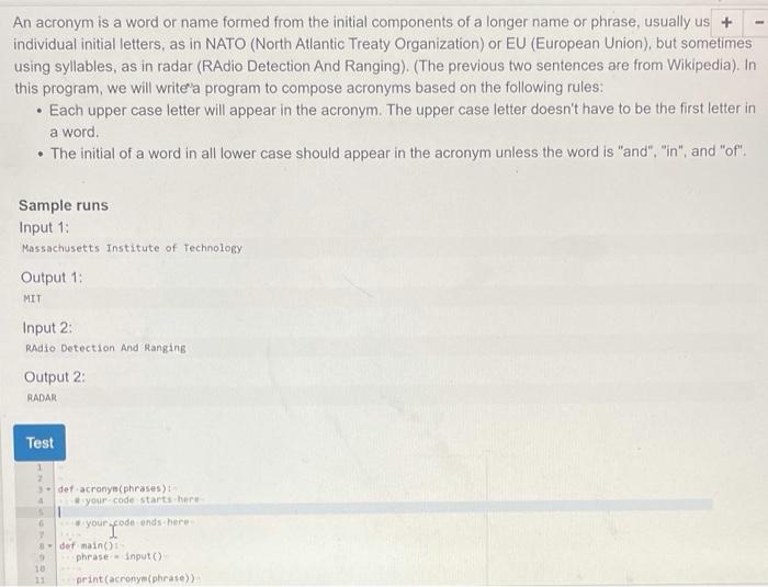 Solved An Acronym Is A Word Or Name Formed From The Initial