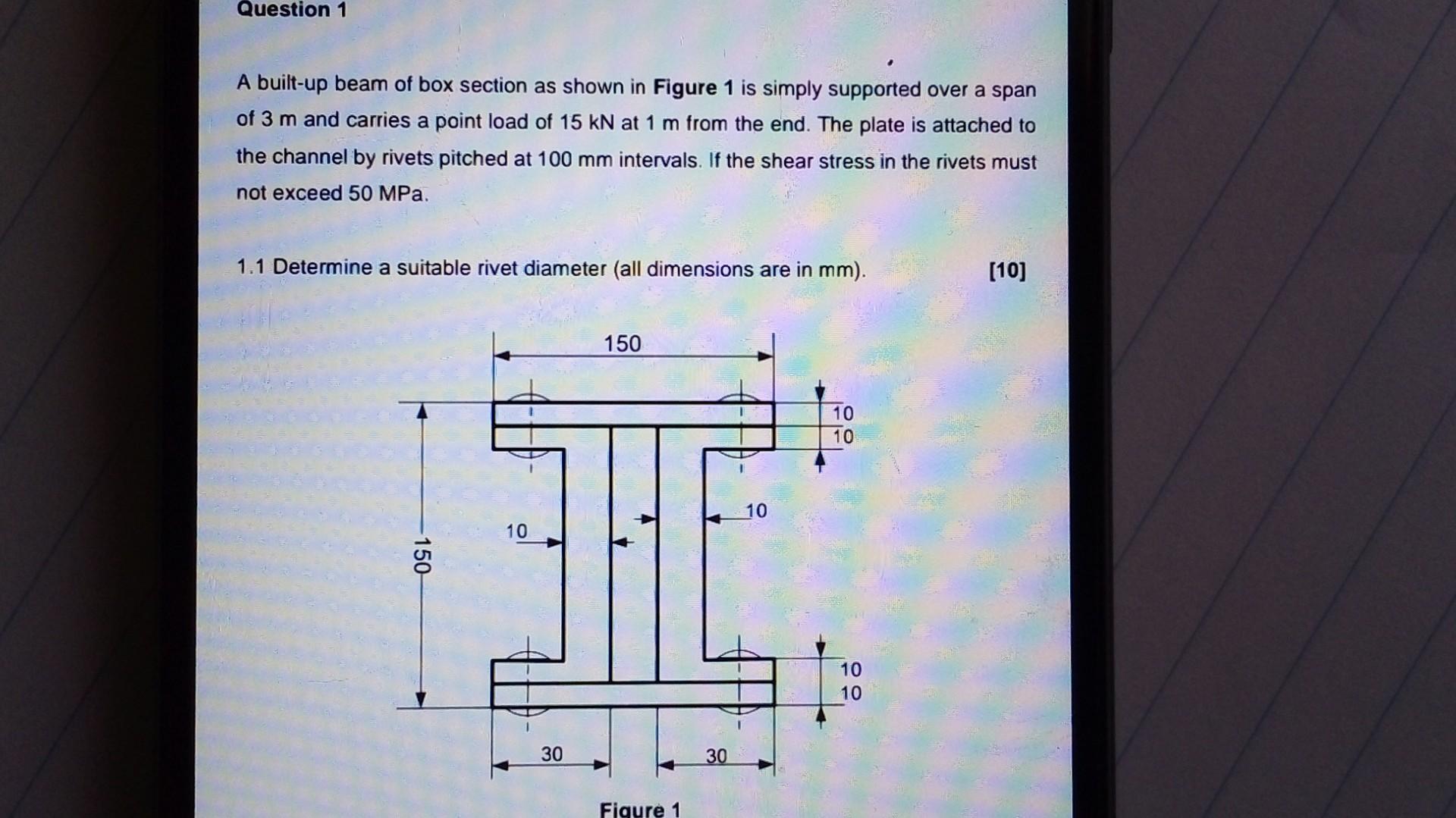 Solved A built-up beam of box section as shown in Figure 1 | Chegg.com