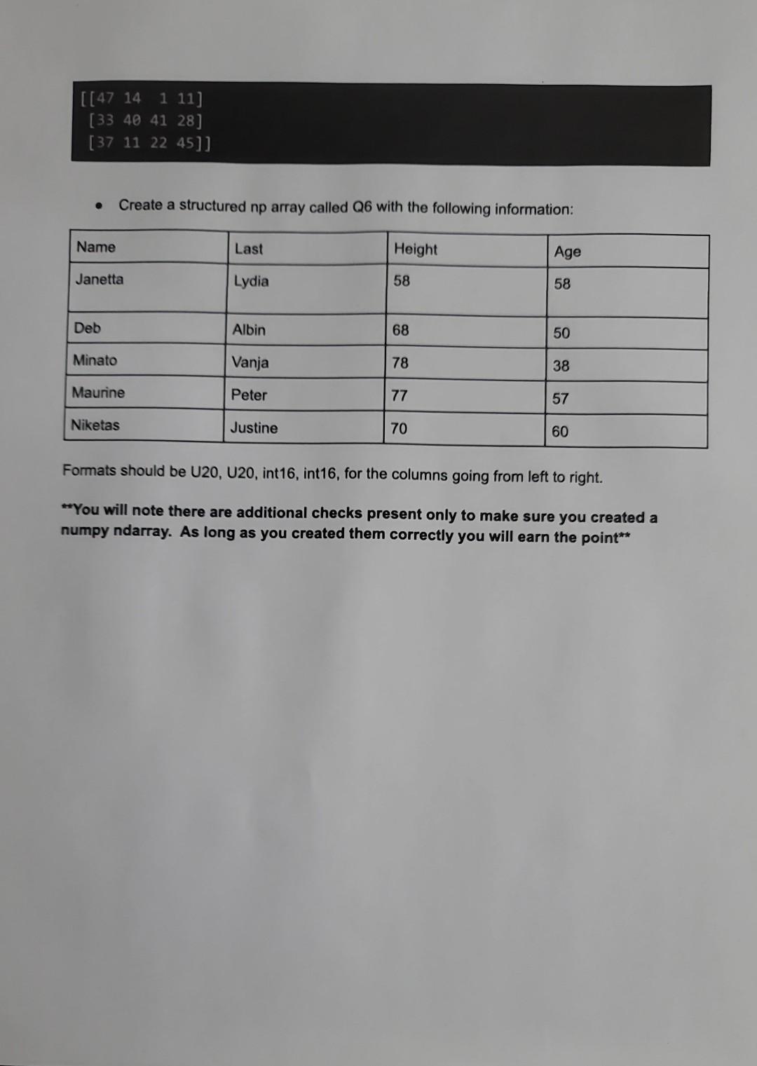 Solved NumPyA3 Instructions - Create a .ipynb file called | Chegg.com