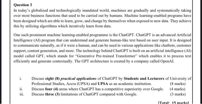 Solved Question 3 In today's globalized and technologically | Chegg.com